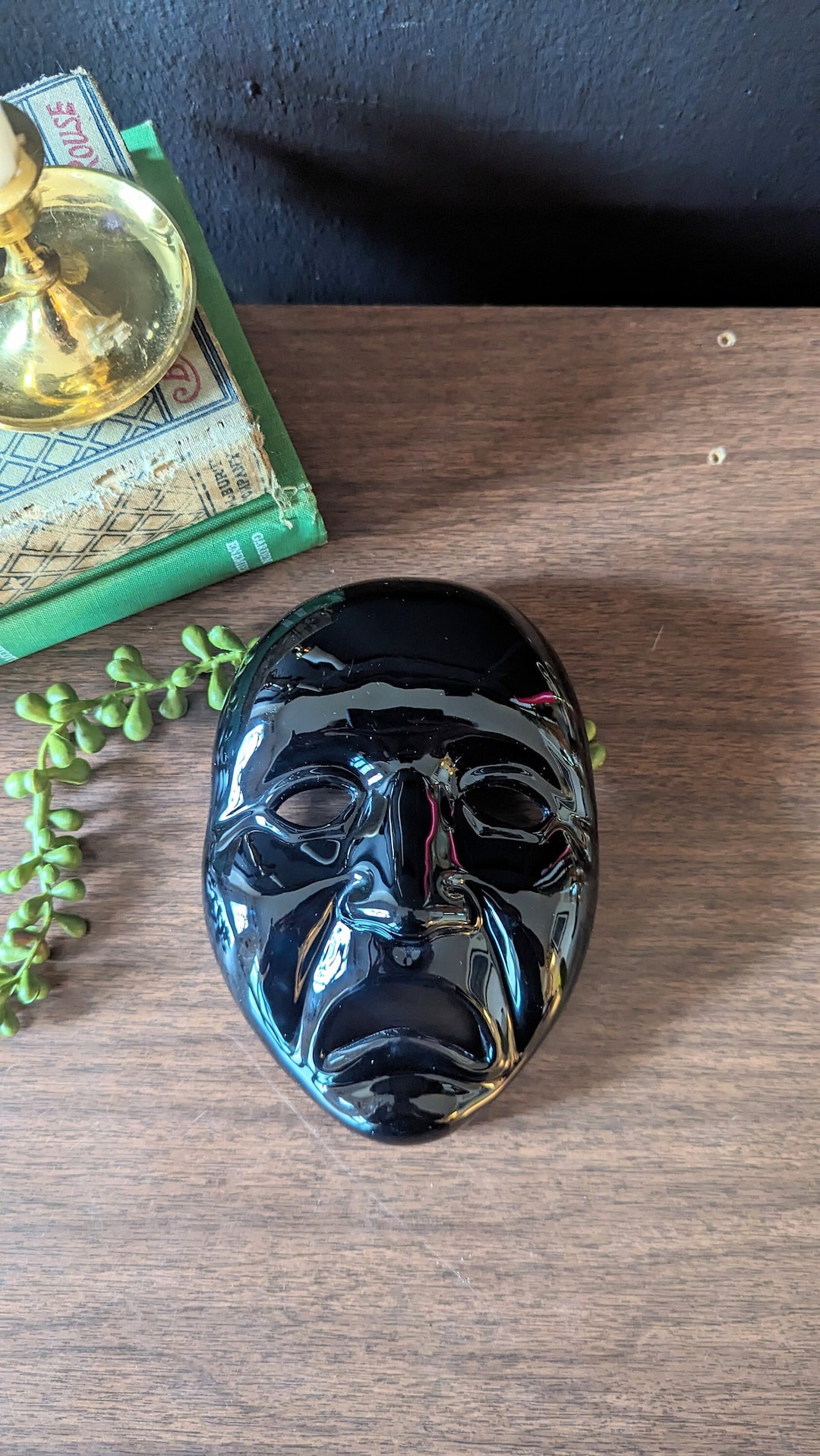 Vintage Ceramic Black Tragedy Theatrical Mask, Midcentury Black Ceramic ...