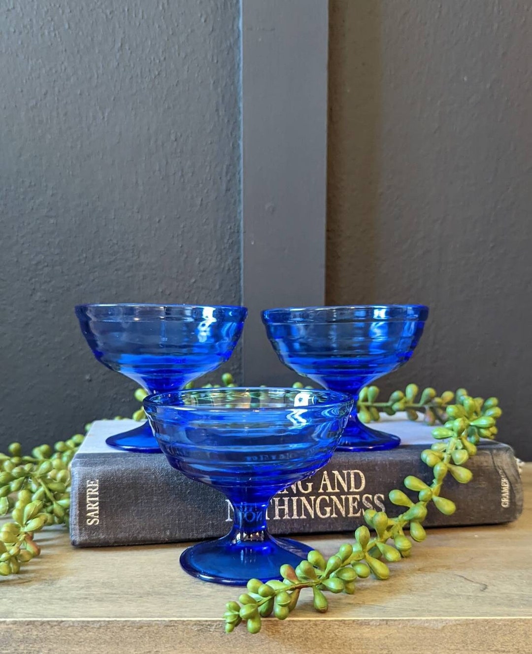 Antique Depression Glass Hazel Atlas Cobalt Blue Sherbert/custard ...