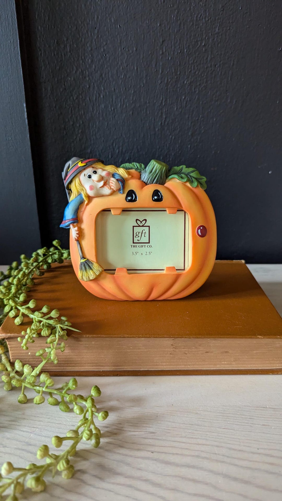 Vintage Witch's Pumpkin Picture Frame, Vintage Halloween Picture Frame ...