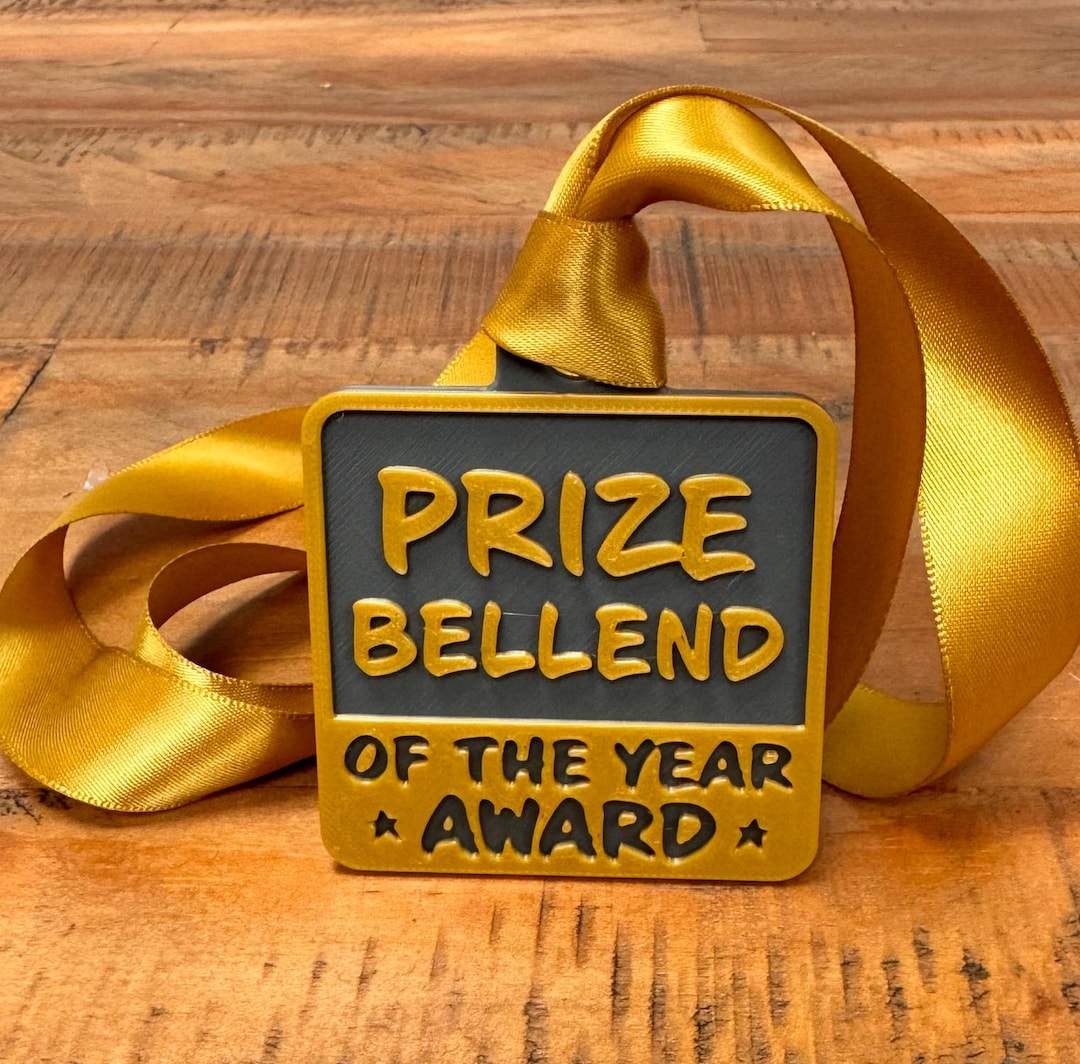 Prize Bellend - 3D Printed Award Medal - Funny Medal / Award With Gold ...