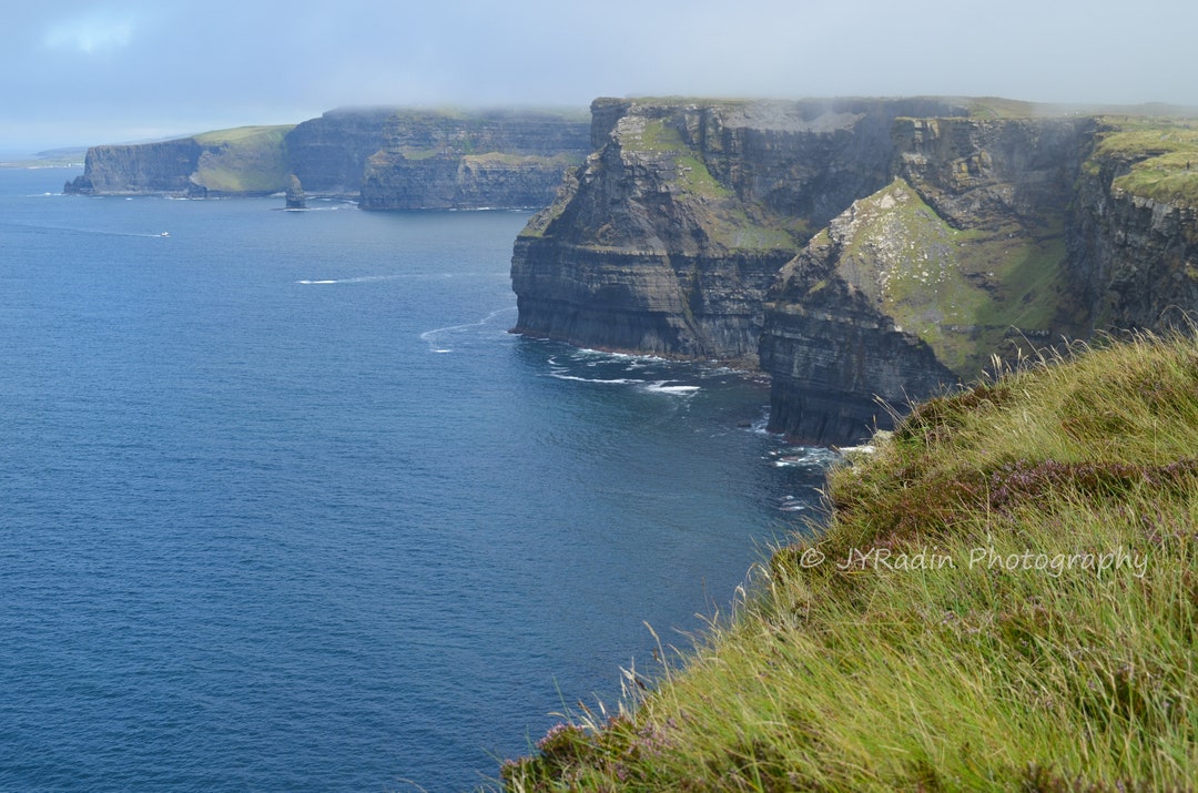 Cliffs of Moher in Western Ireland; Seaside Cliffs With Fog and Green ...