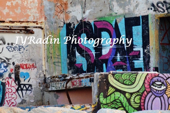 Colorful Israel Graffiti Art in Tel Aviv Photo Wall Decor / - Etsy