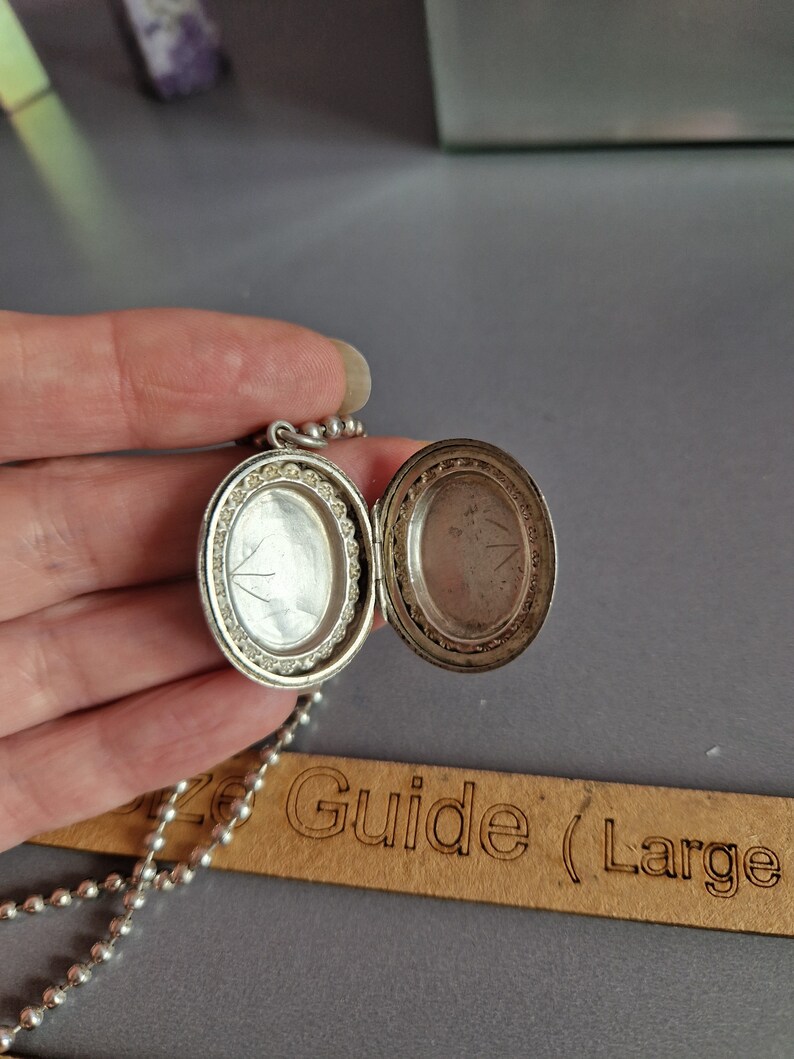 92C Antique Victorian Sterling Silver Floral Locket on Heavy Vintage ...