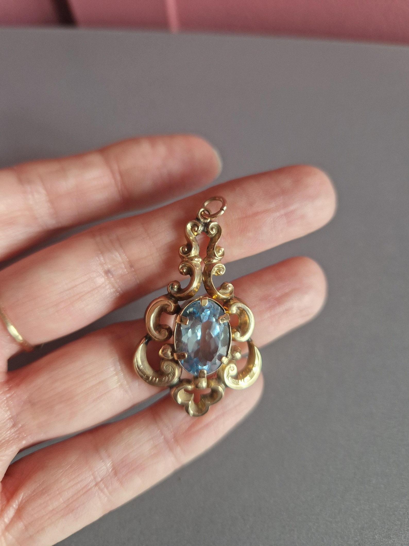 74B Late Victorian Antique 9ct Gold Real Topaz Scroll Pendant - Etsy