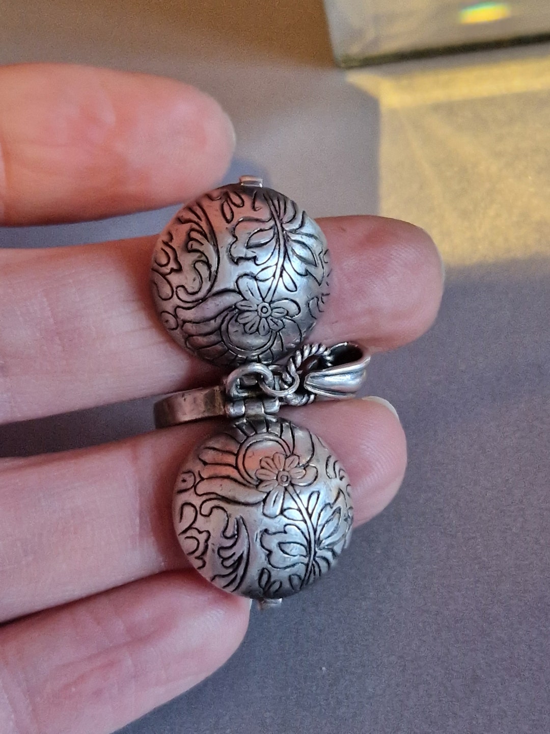 249C Vintage 925 Silver Etch Orb Photo Locket. Very Unusual. - Etsy