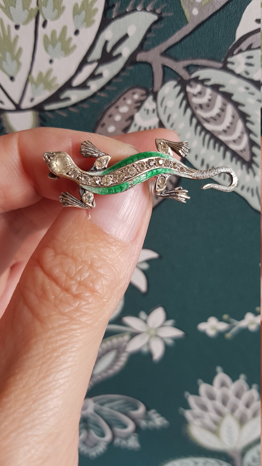60 Antique Victorian Enamel Paste Silver Lizard Brooch - Etsy