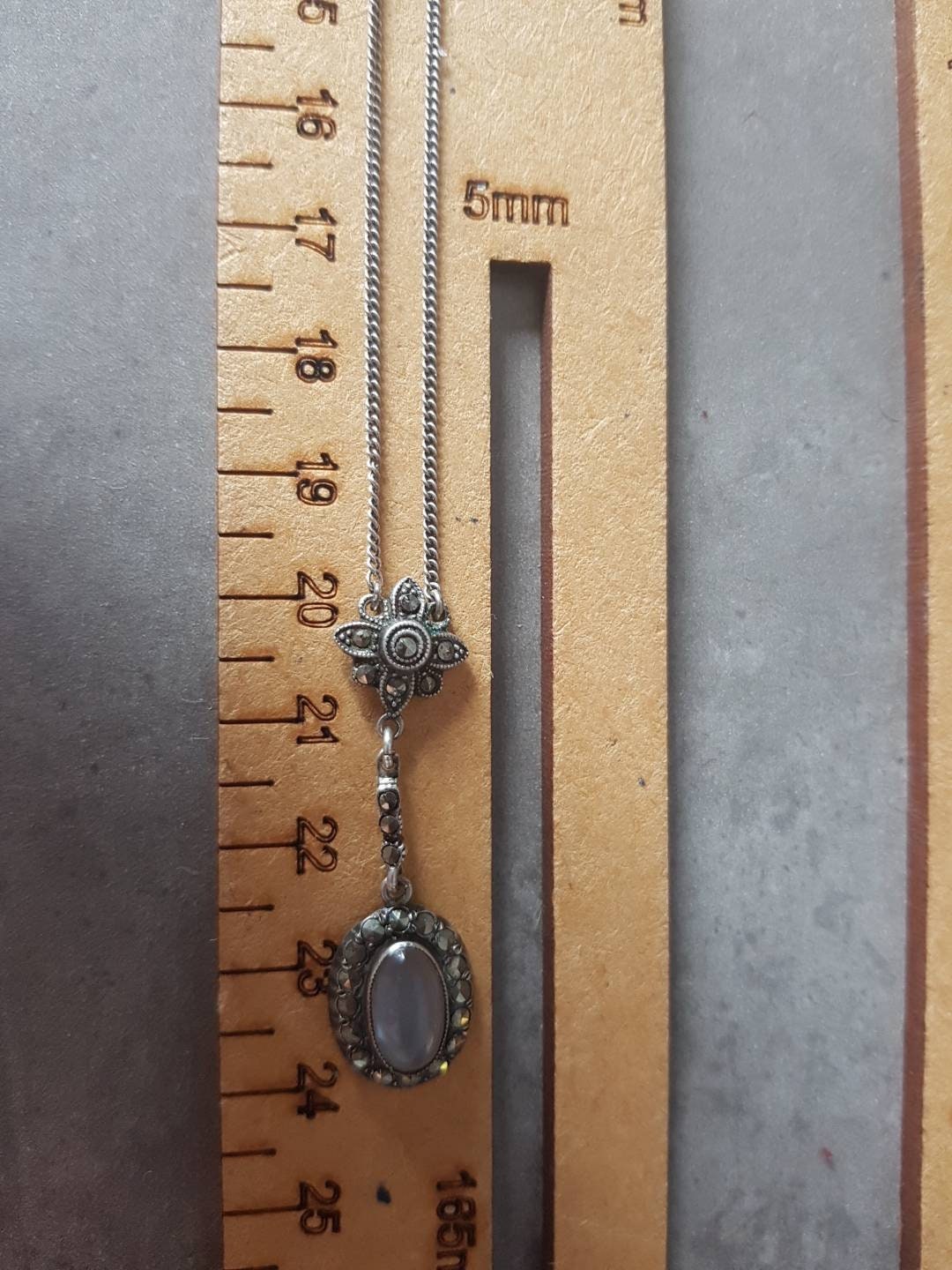 40Q Art Deco Sterling Silver Ceylon Blue Hue Moonstone Pendant on ...
