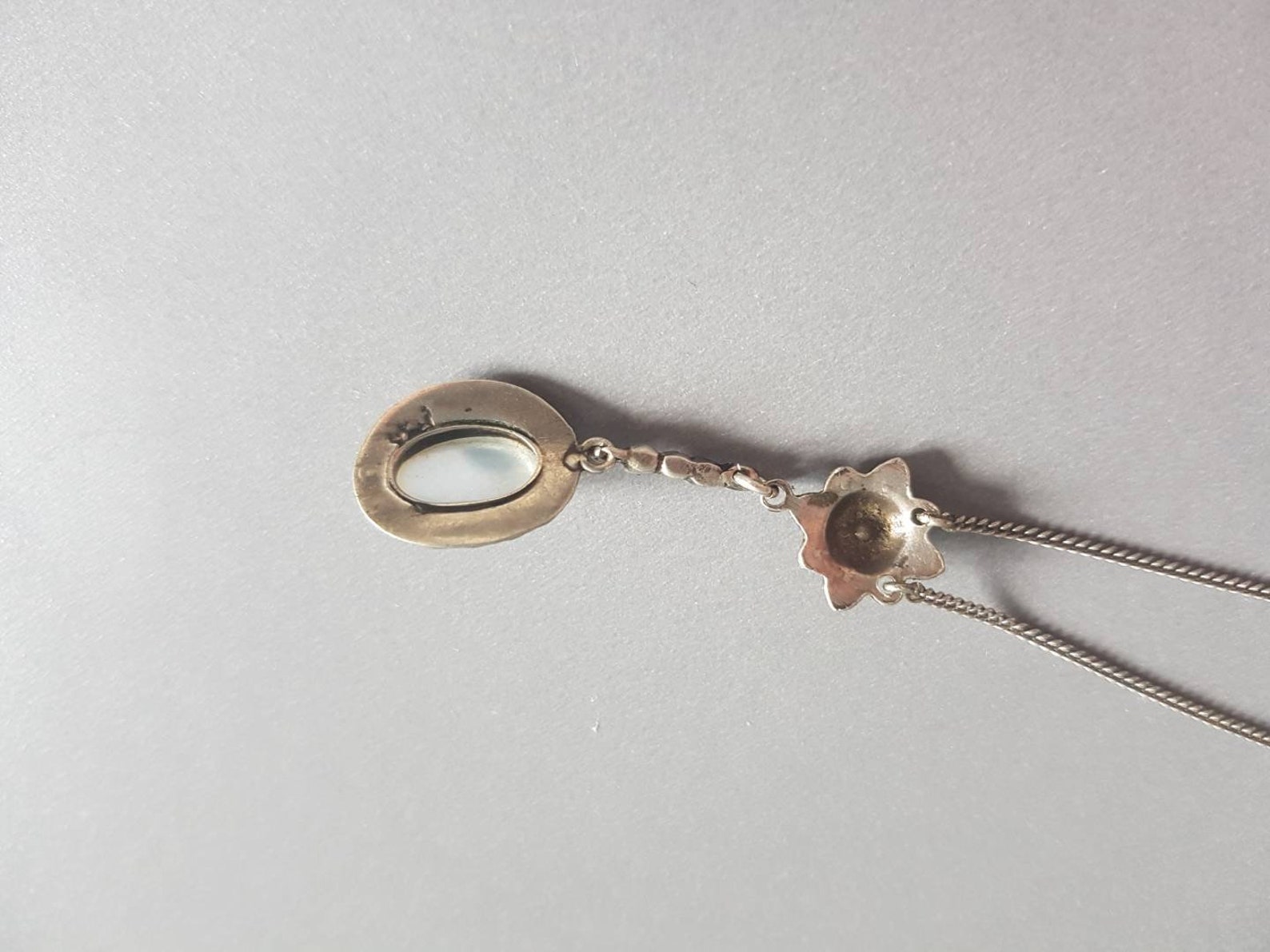40Q Art Deco Sterling Silver Ceylon Blue Hue Moonstone Pendant on ...