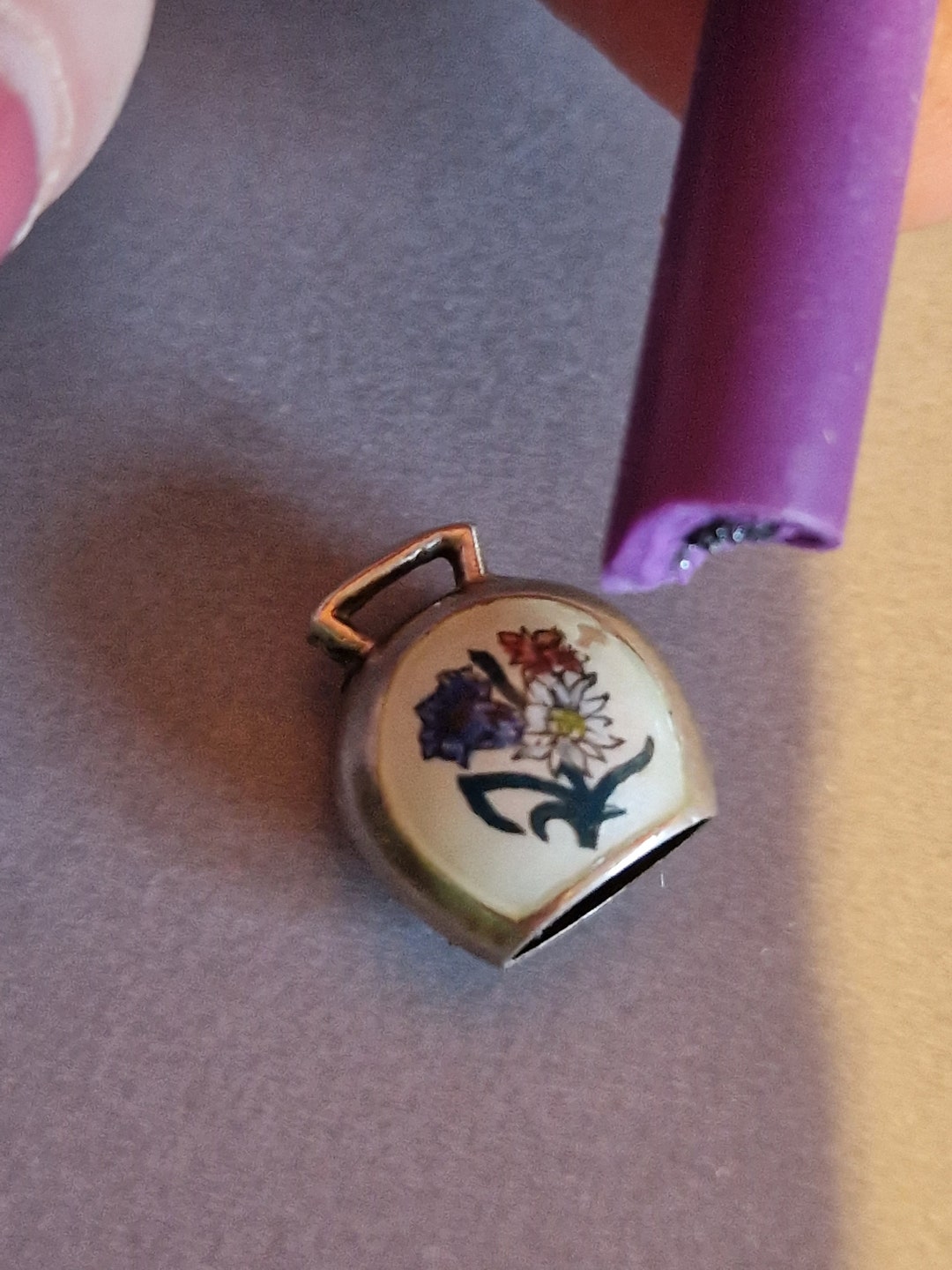 212C Uber Cute 1930s Art Deco Enamel Cow Bell Sterling Silver Charm - Etsy