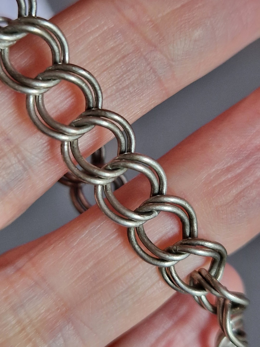 130B 1930s Deco Double Ring Charm Bracelet in Sterling Silver - Etsy