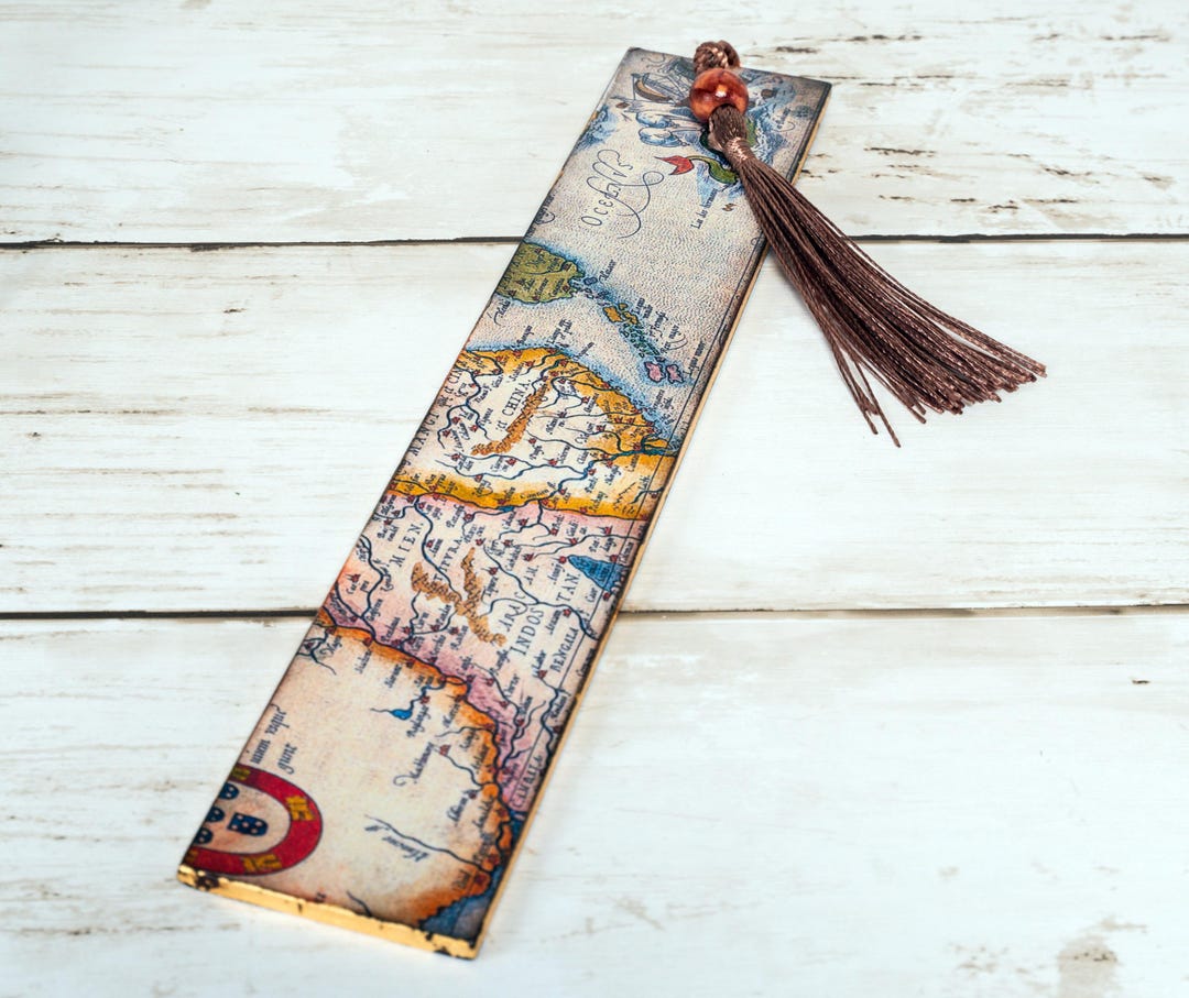 Vintage Maps Large Wooden Bookmark for Big Books - Etsy