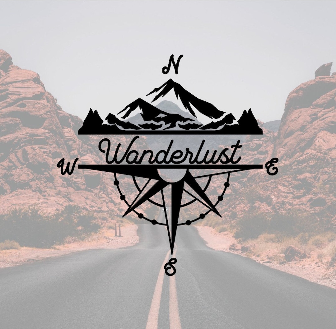 Wanderlust, Mountains and Compass Decal, Vinyl Decal, Decal for Camper ...