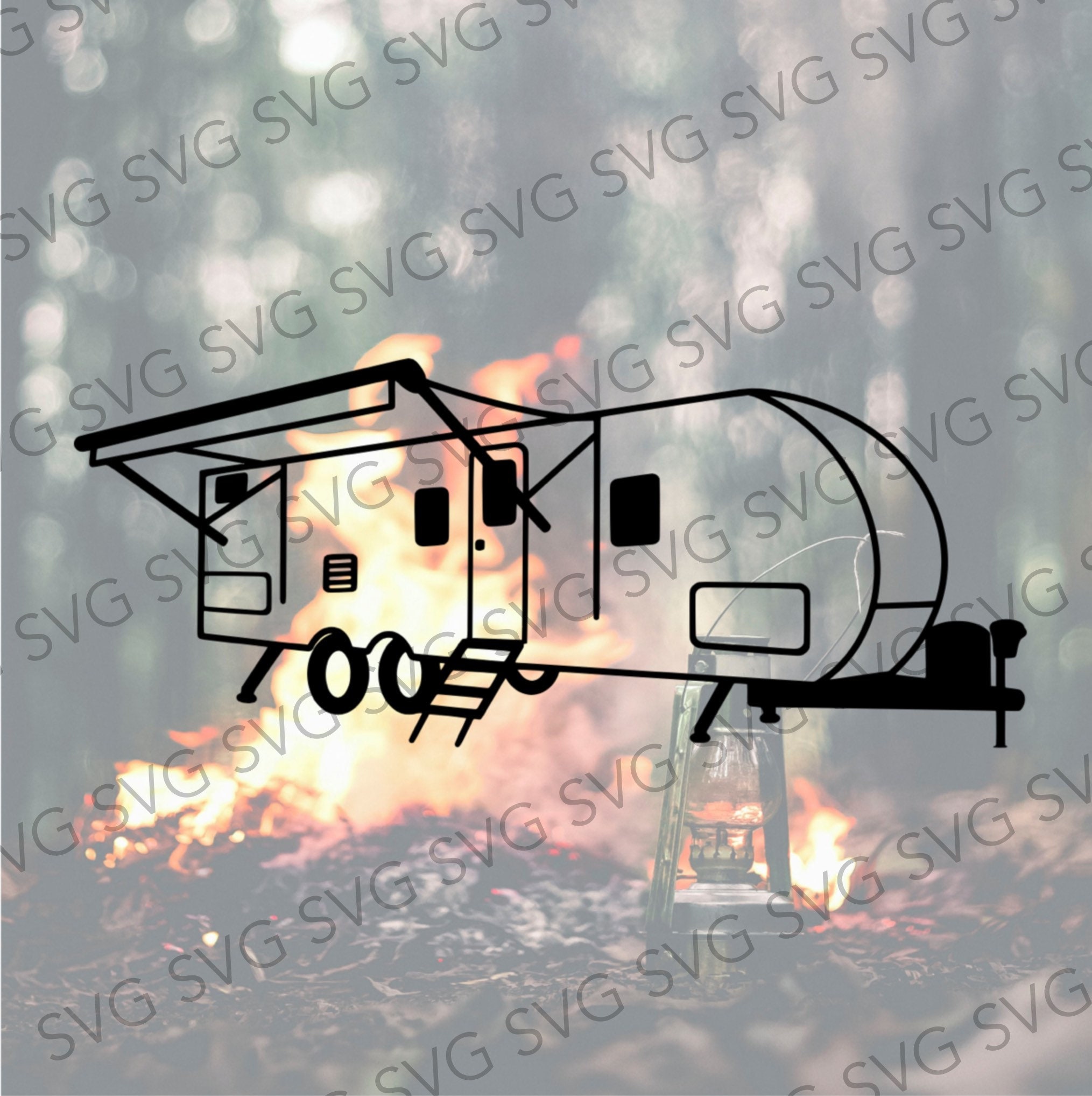 Trailer SVG Travel Trailer With Awning Camper SVG Camper | Etsy