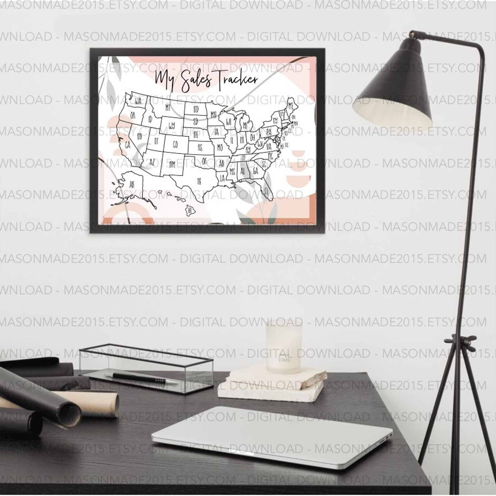 Etsy Sales Tracker Map US Sales Map Printable Map Coloring | Etsy