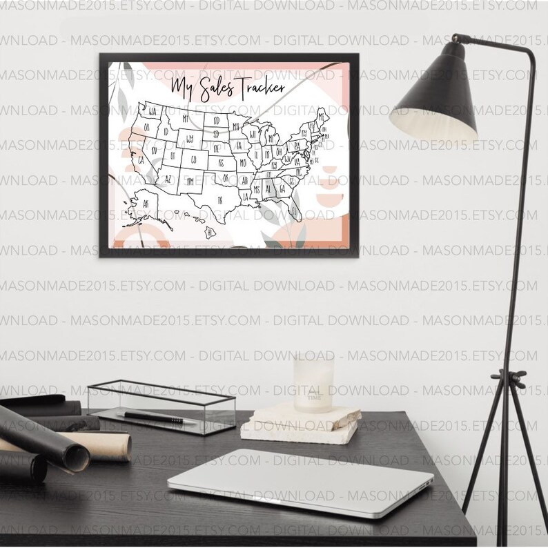 Etsy Sales Tracker Map US Sales Map Printable Map Coloring | Etsy