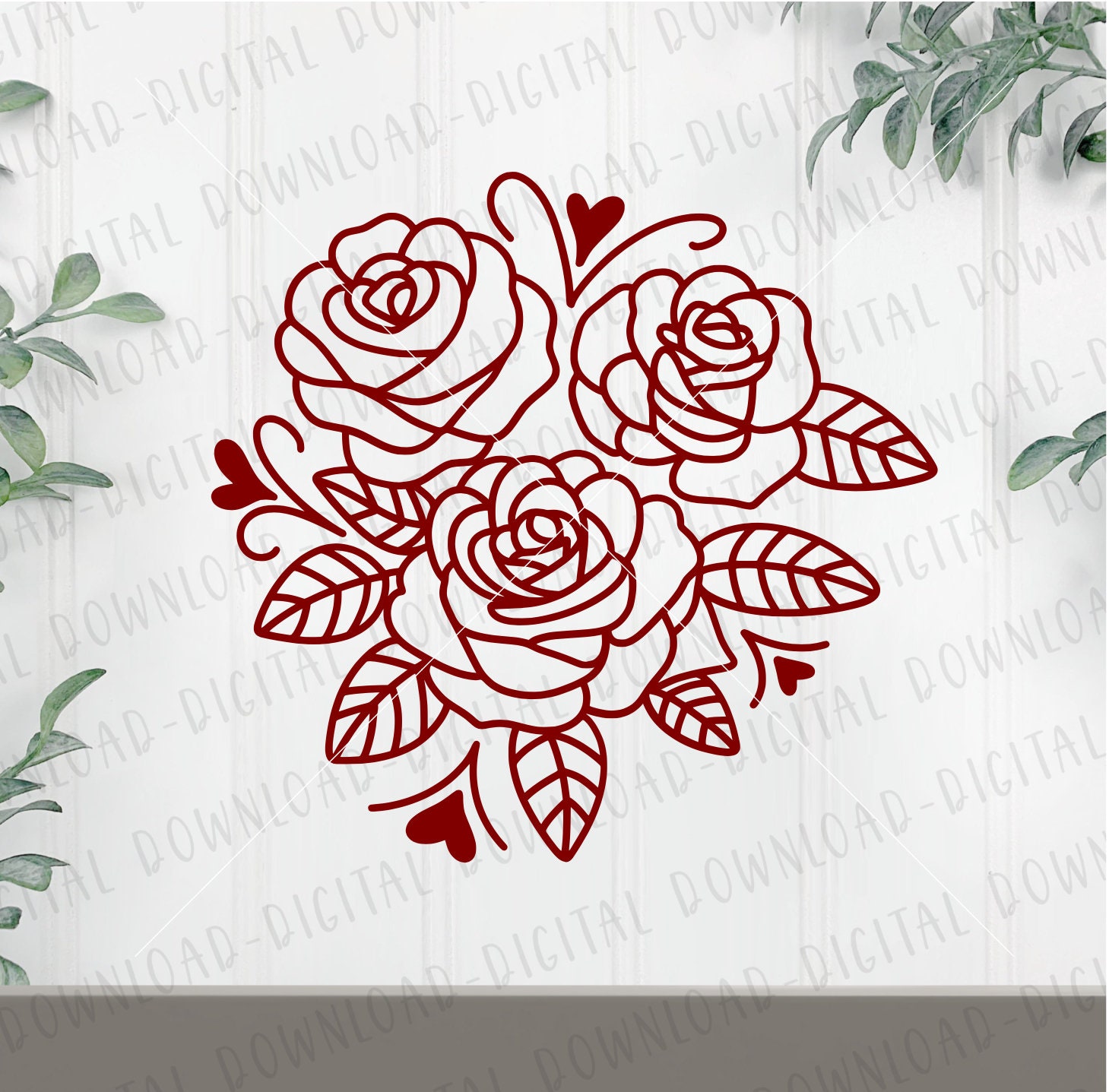 Rose SVG, Flower Svg, Rose Outline, Rose Line Drawing SVG, Valentine's ...