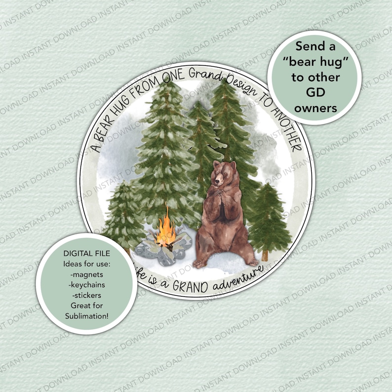 GD Bear Hug PNG Digital Download Sending a Bear Hug Life is - Etsy