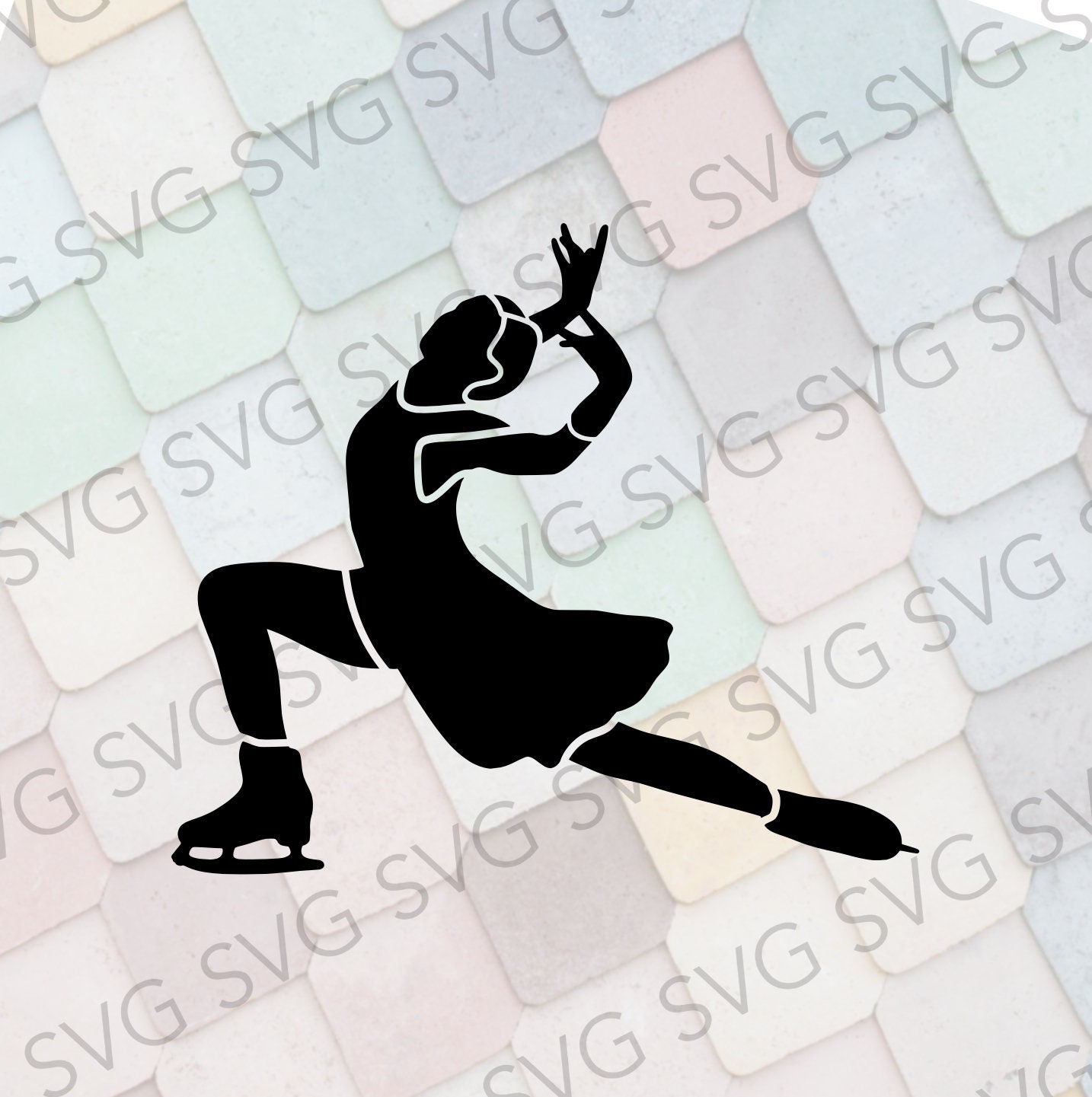 Figure Skater SVG, Ice Skater Cut File, Female Figure Skater Silhouette ...