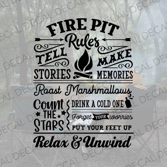 Fire Pit Rules Decal Camping Rules Vinyl Decal Camper | Etsy