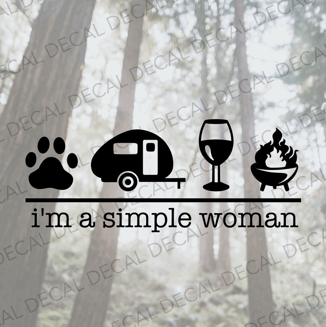 I'm A Simple Woman Camper Dog Decal, Camper Dog Decal, Dog Camping ...