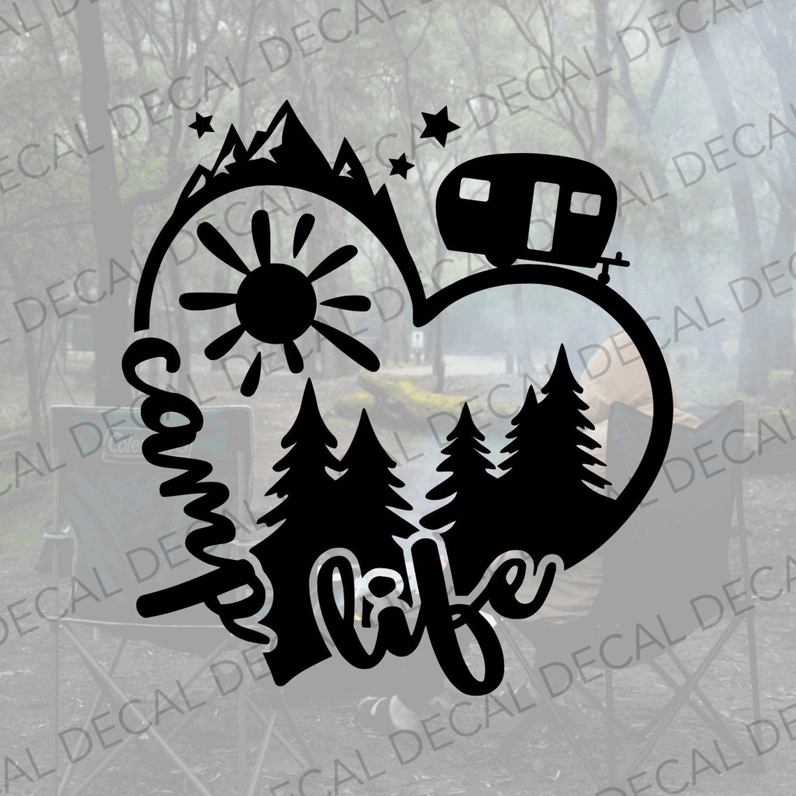 Camp Life Decal Heart Camp Decal Heart With Camp Icons - Etsy