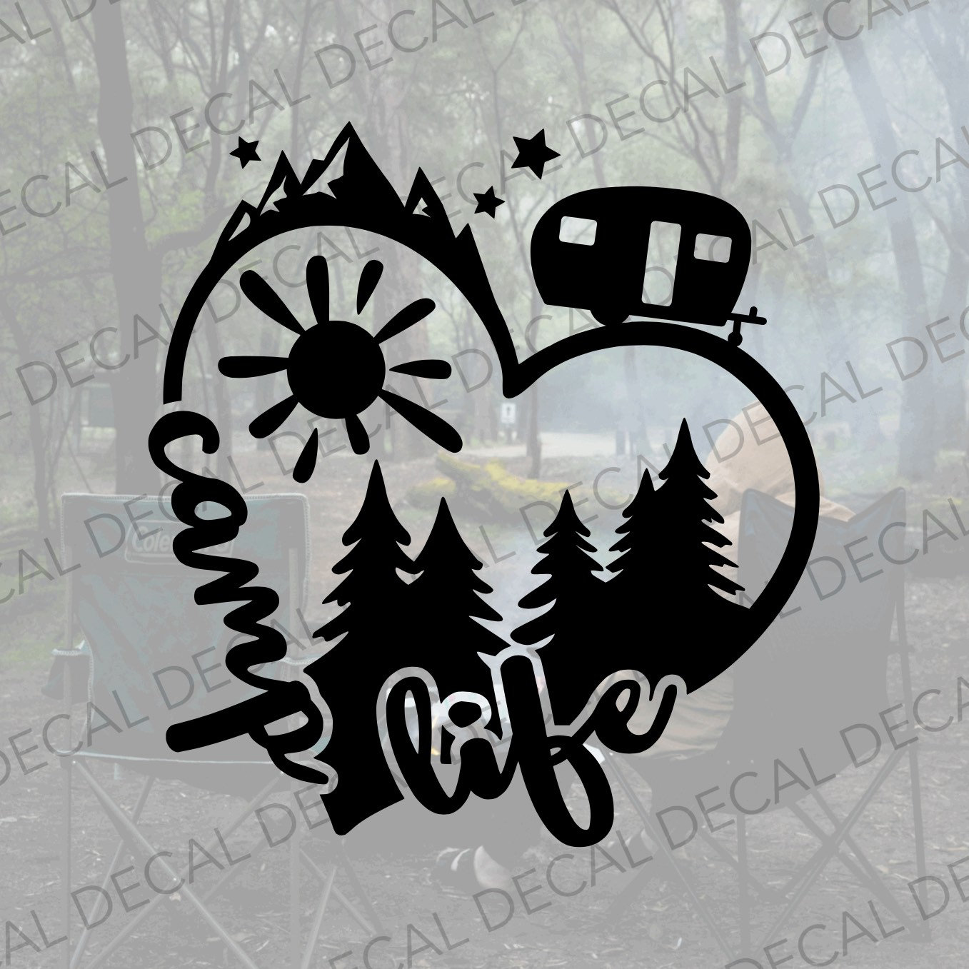 Camp Life Decal, Heart Camp Decal, Heart With Camp Icons, Trailer Heart ...
