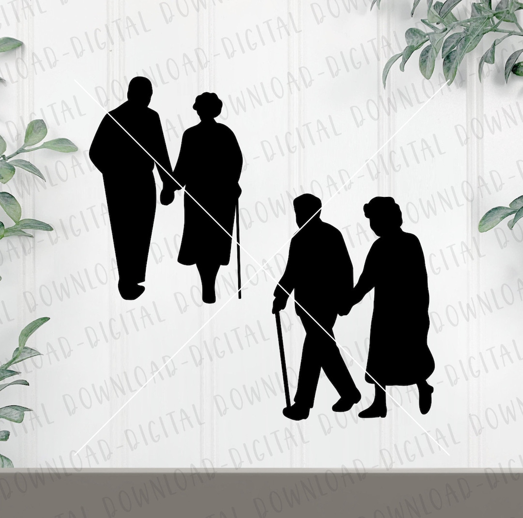 Elderly Couple Holding Hands SVG, Elderly Couple Walking SVG, Elderly ...