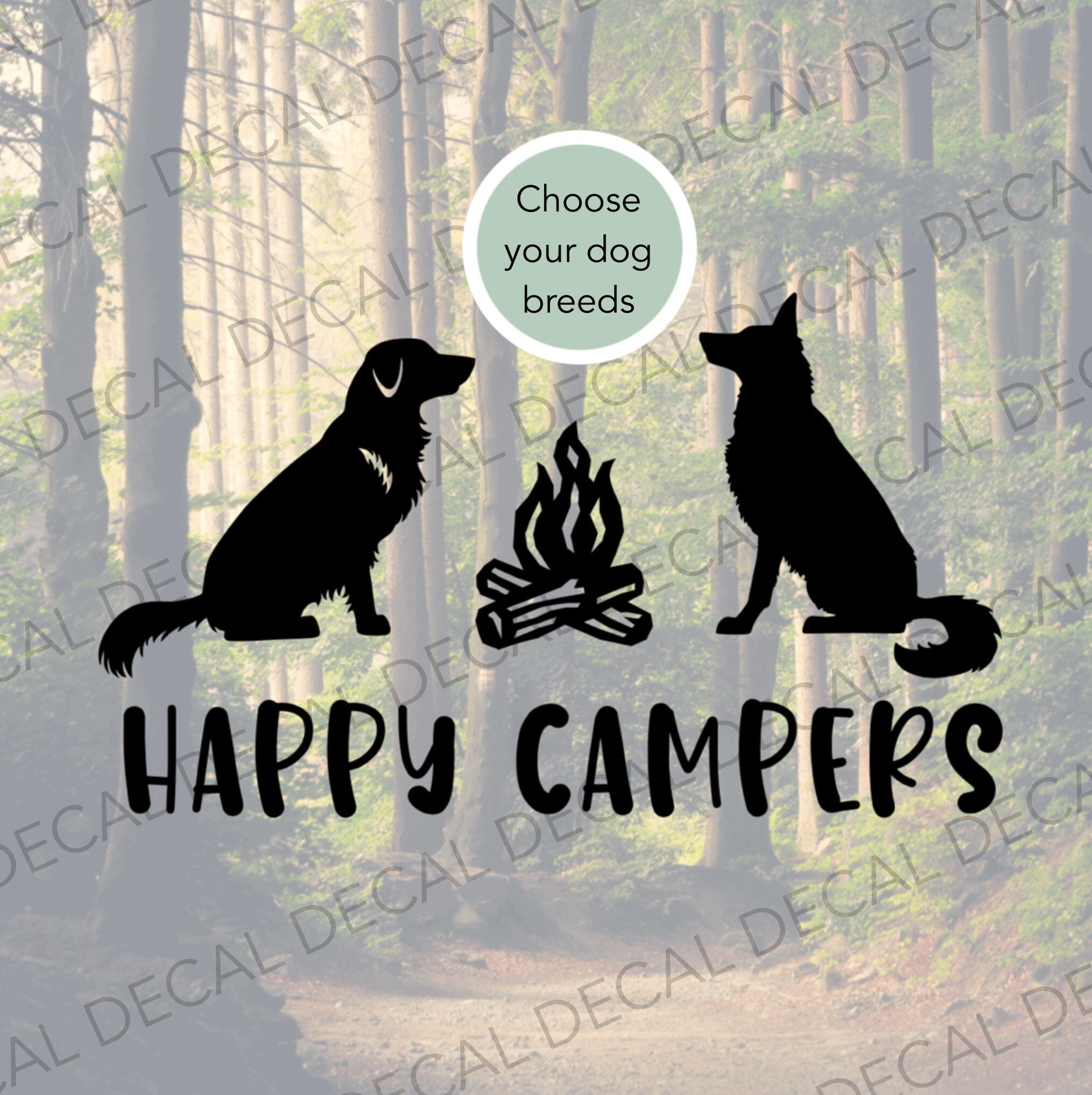 Happy Camper Dog Decal Choose Dog Breeds Dog Camping Decal - Etsy