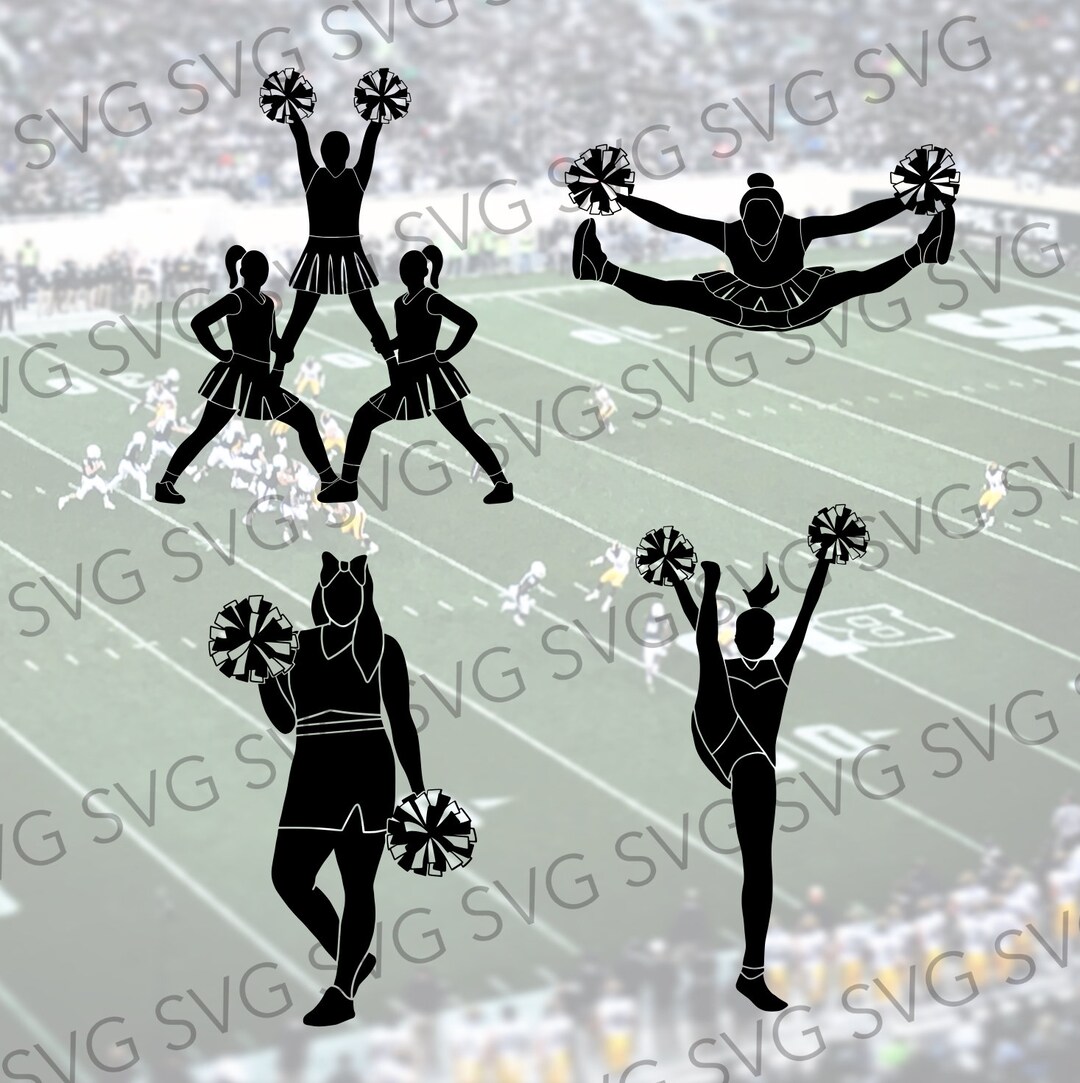 Cheerleaders SVG, Cheerleader Silhouette, Cheer Stunt SVG, Cheer ...