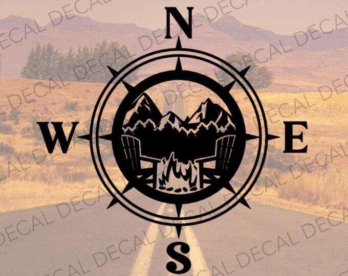 Mountains and Compass Decal Vinyl Decal Decal for Camper - Etsy