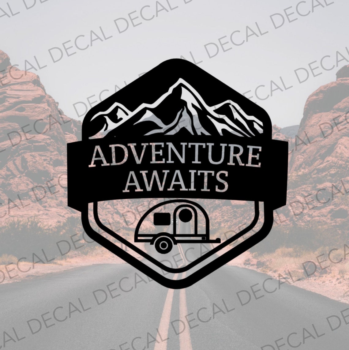 Teardrop Decal, Adventure Awaits Teardrop, Teardrop Vinyl Decal, Decal ...