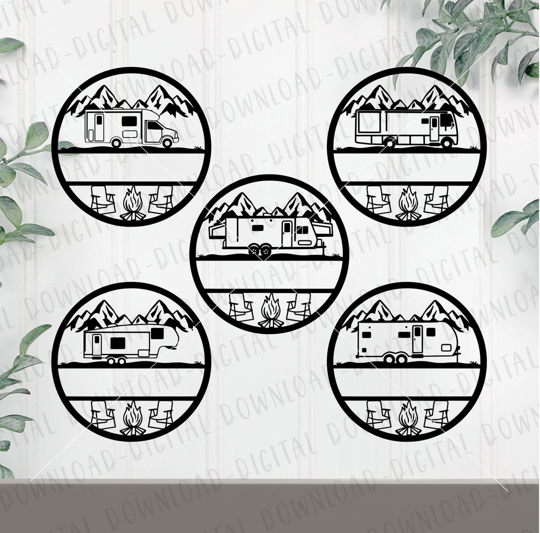 RV Camping SVG Bundle, Fifth Wheel SVG, Hybrid Camper, Travel Trailer ...