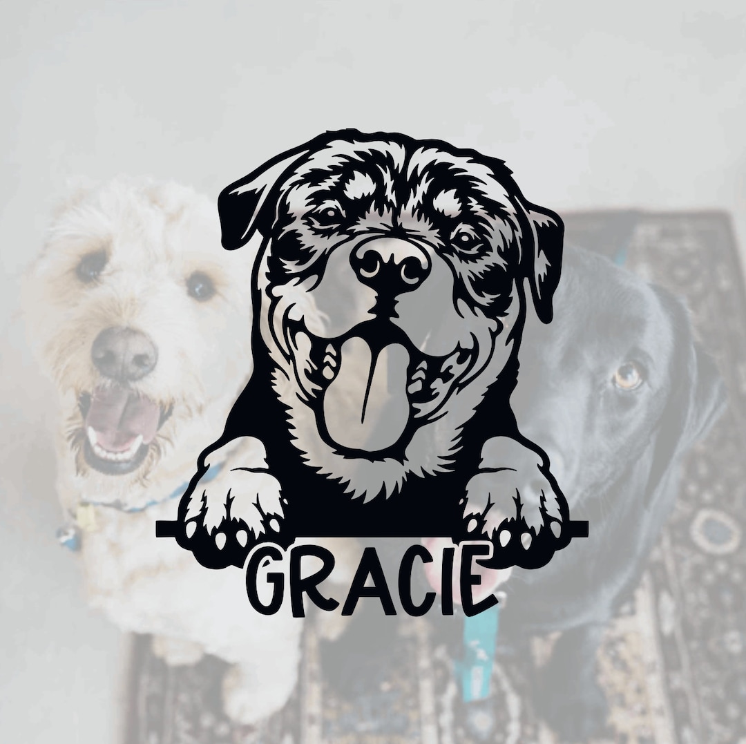 Rottweiler Decal, Personalized Dog Decal, Rotty Car Decal, Dog Name ...
