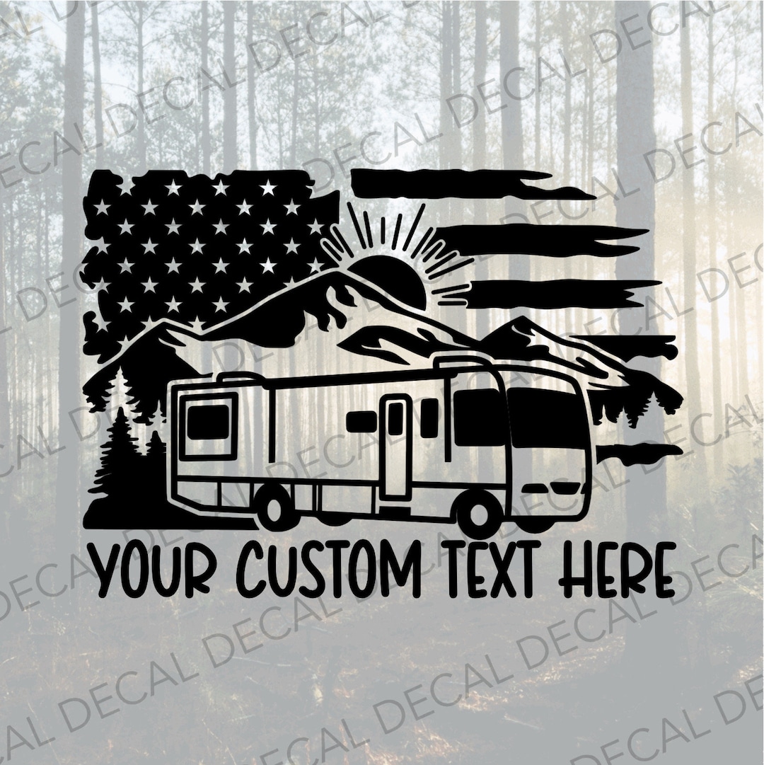 Motorhome Decal Custom Text, Decal for Class A, Mountain Flag Decal ...
