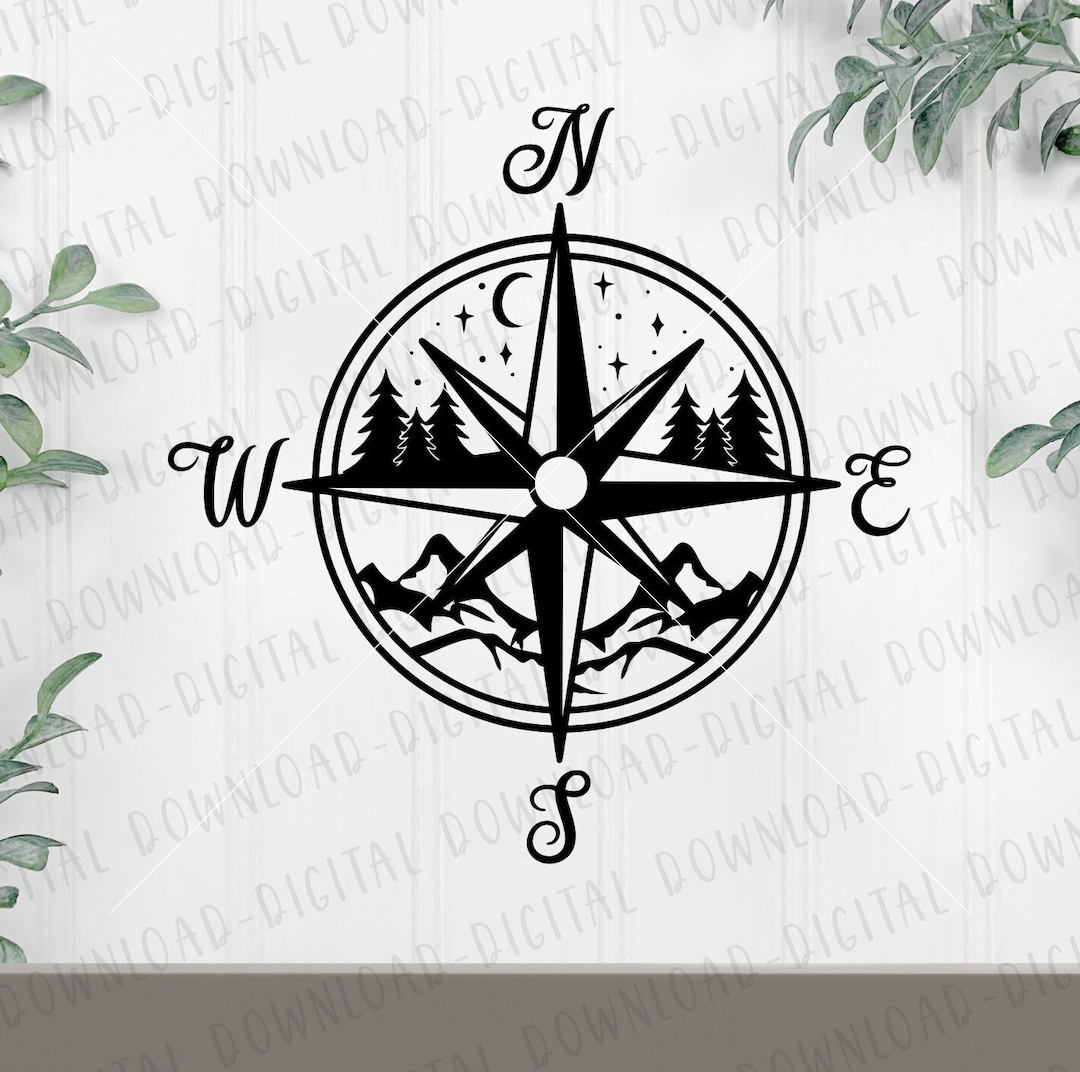 Compass and Mountains SVG, Traveler SVG, Cut File for Camper ...
