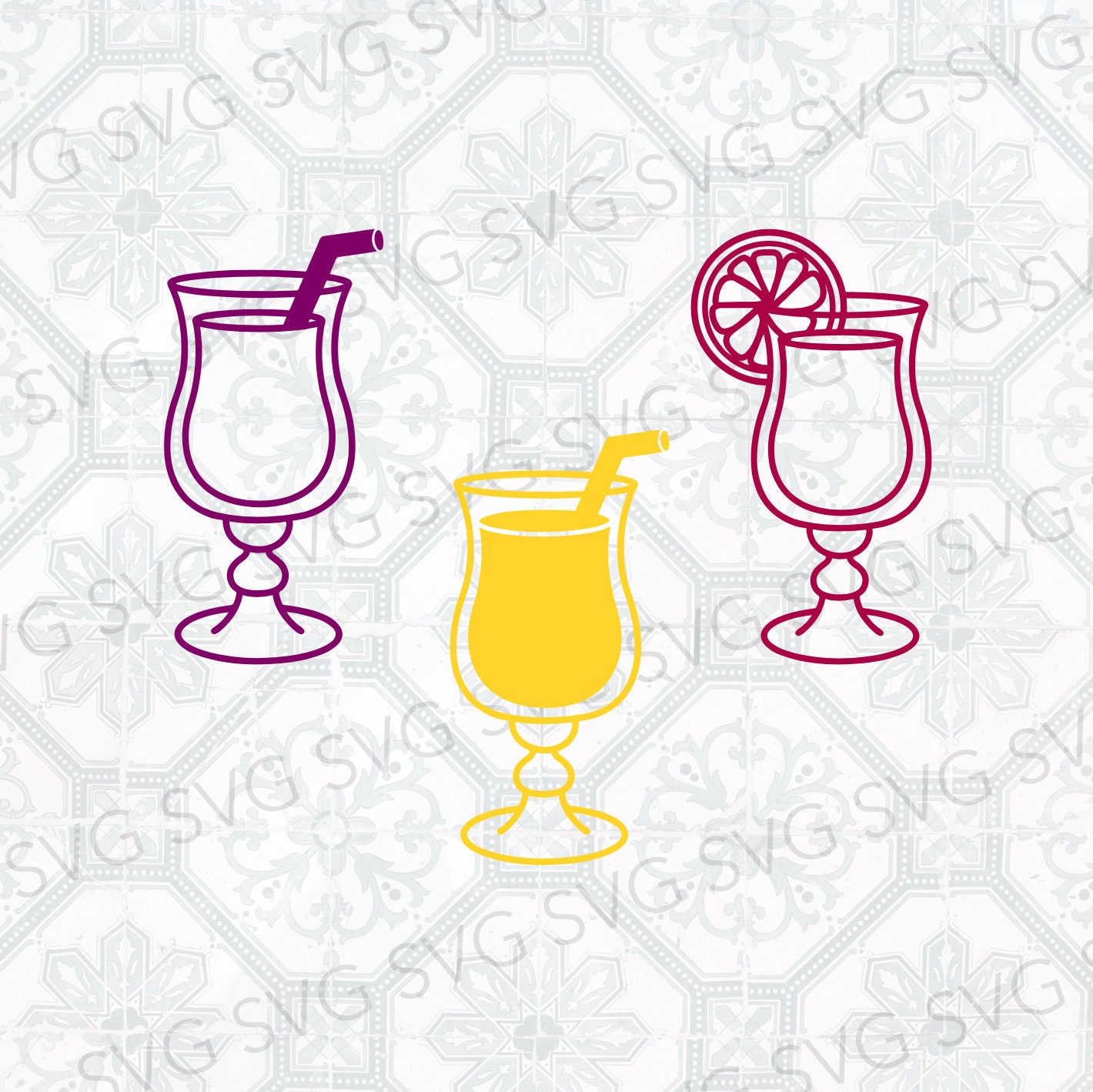 Cocktail SVG, Mixed Drink Cut File, Alcohol SVG, Drink With Straw SVG ...