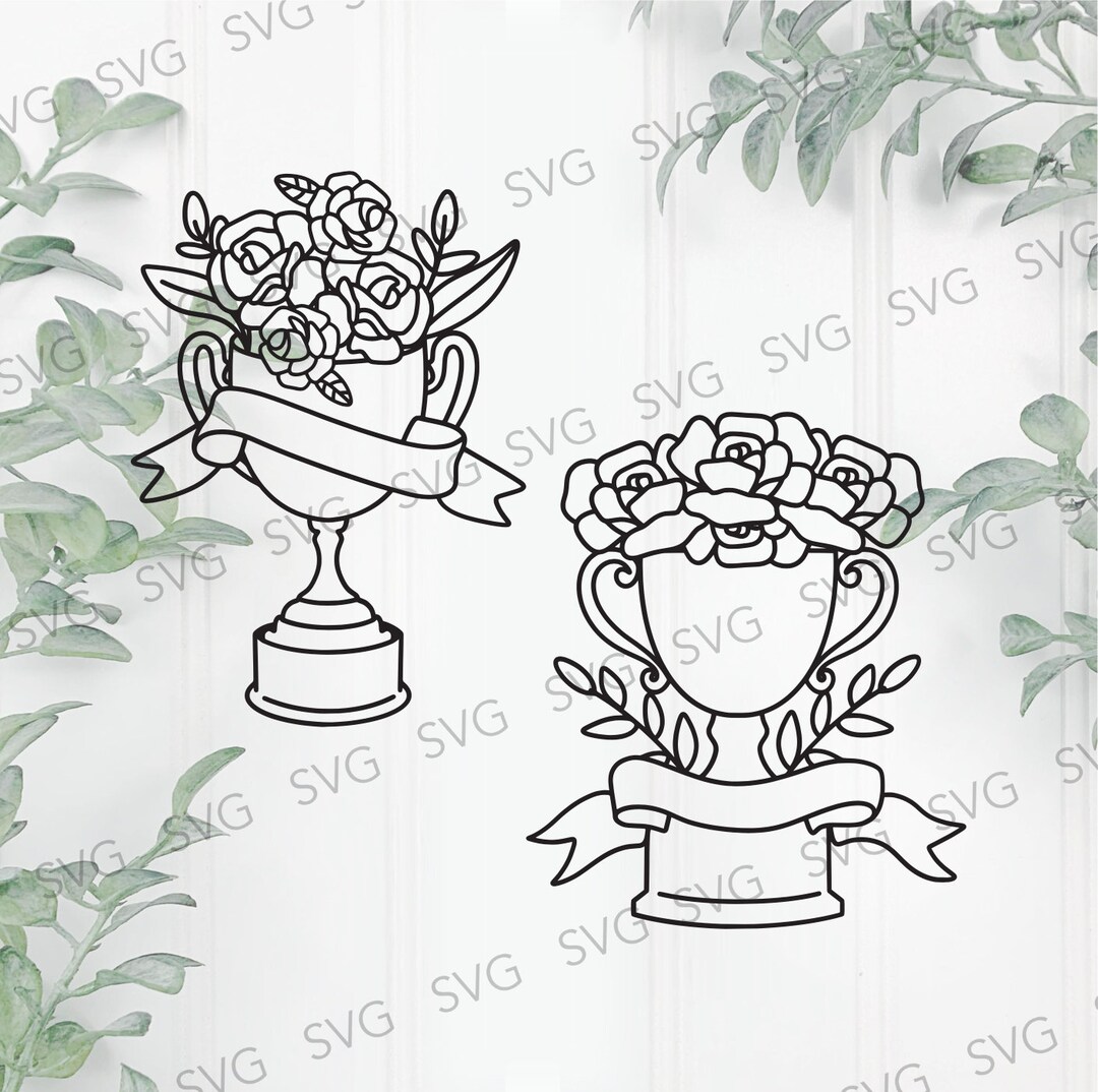 Trophy SVG, Floral Trophies Svg, Trophy With Flowers Svg, Feminine ...