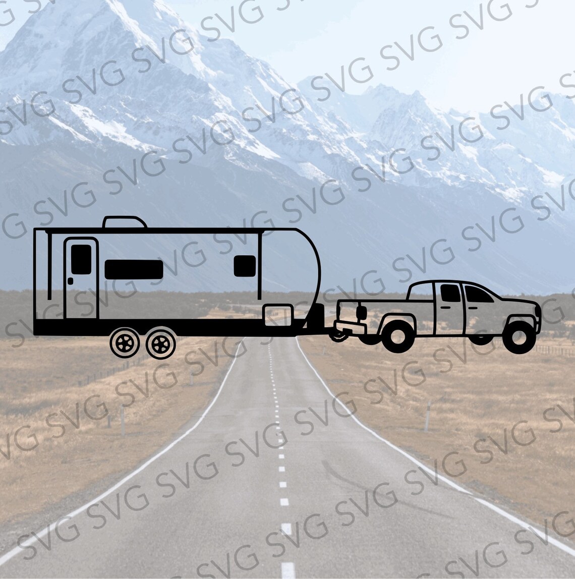 Truck Towing Trailer SVG, Travel Trailer SVG, Camper SVG, Camper Cut ...
