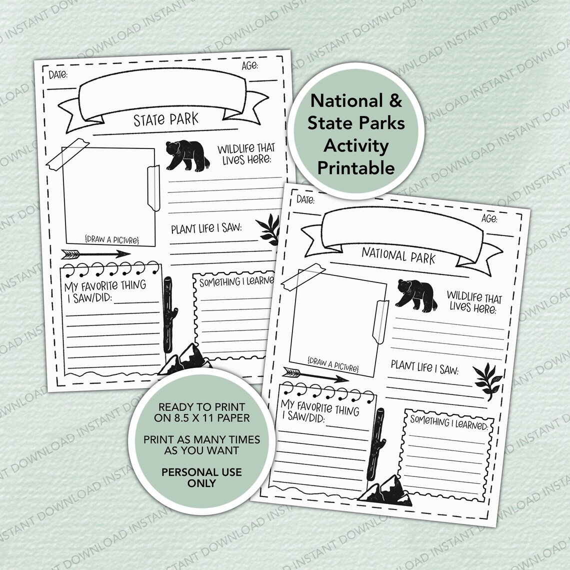 National Park Worksheet, National Park Activity Page, Road Schooling ...