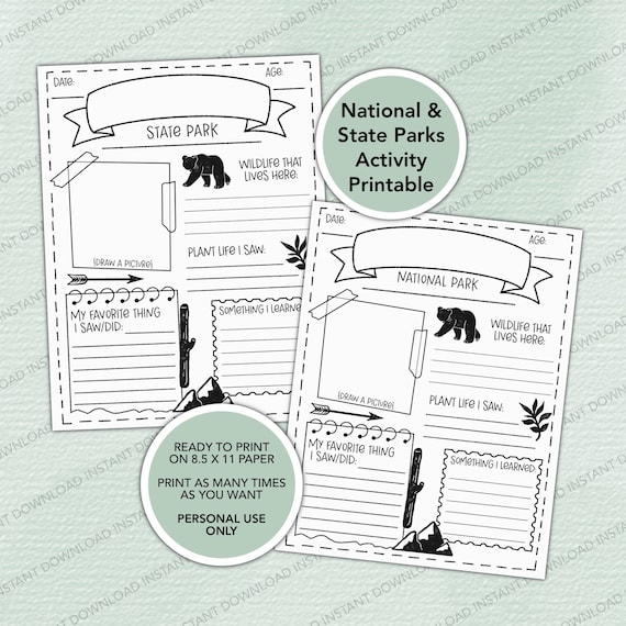 National Park Worksheet National Park Activity Page Road - Etsy