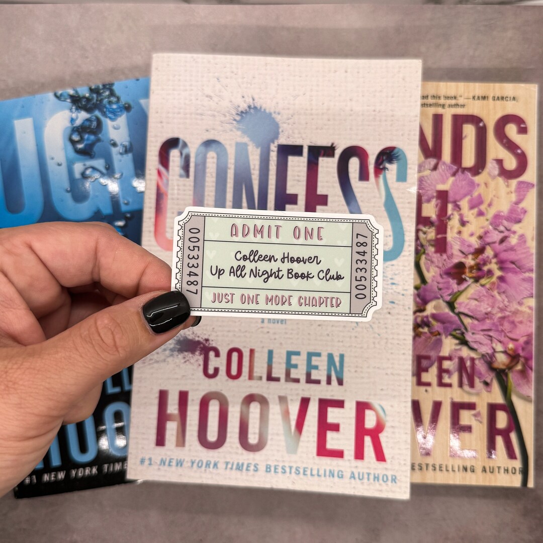 Colleen Hoover up All Night Book Club Sticker, Colleen Book Ticket ...