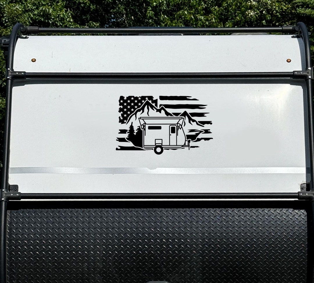 Camper Flag Decal, Vinyl Decal, Decal for Camper, Travel Trailer Decal ...