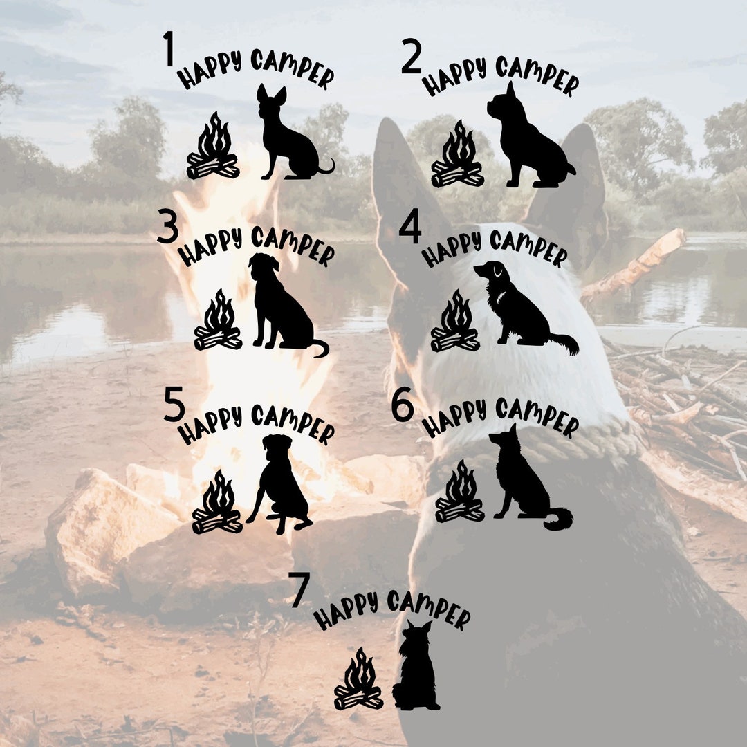 Happy Camper Dog Decal, Dog Camping Decal, Camper Dog Decal, Dog ...