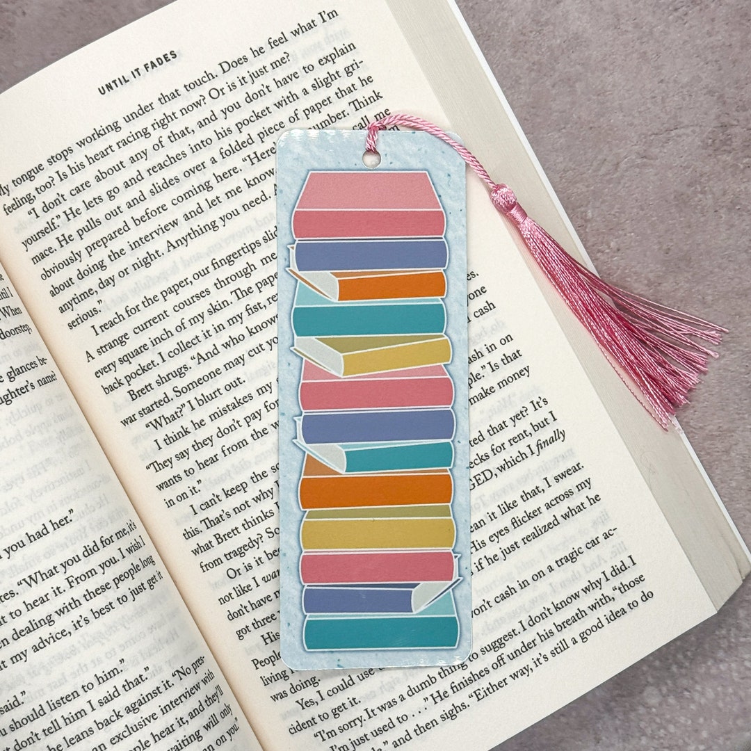 Book Tracker Bookmark Colorful, Metal Bookmark, Book Stack Bookmark ...