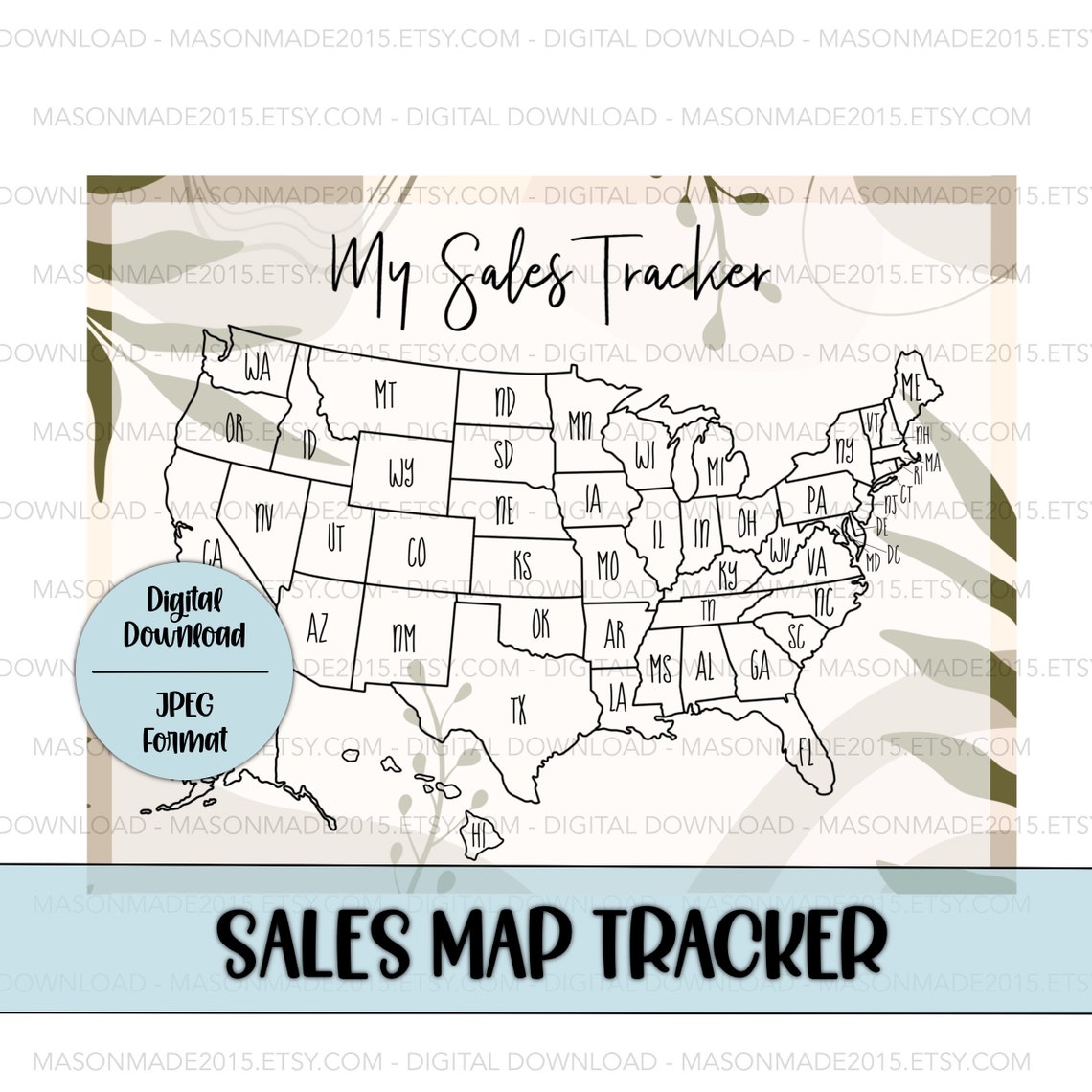 Etsy Sales Tracker Map US Sales Map Printable Map Coloring - Etsy
