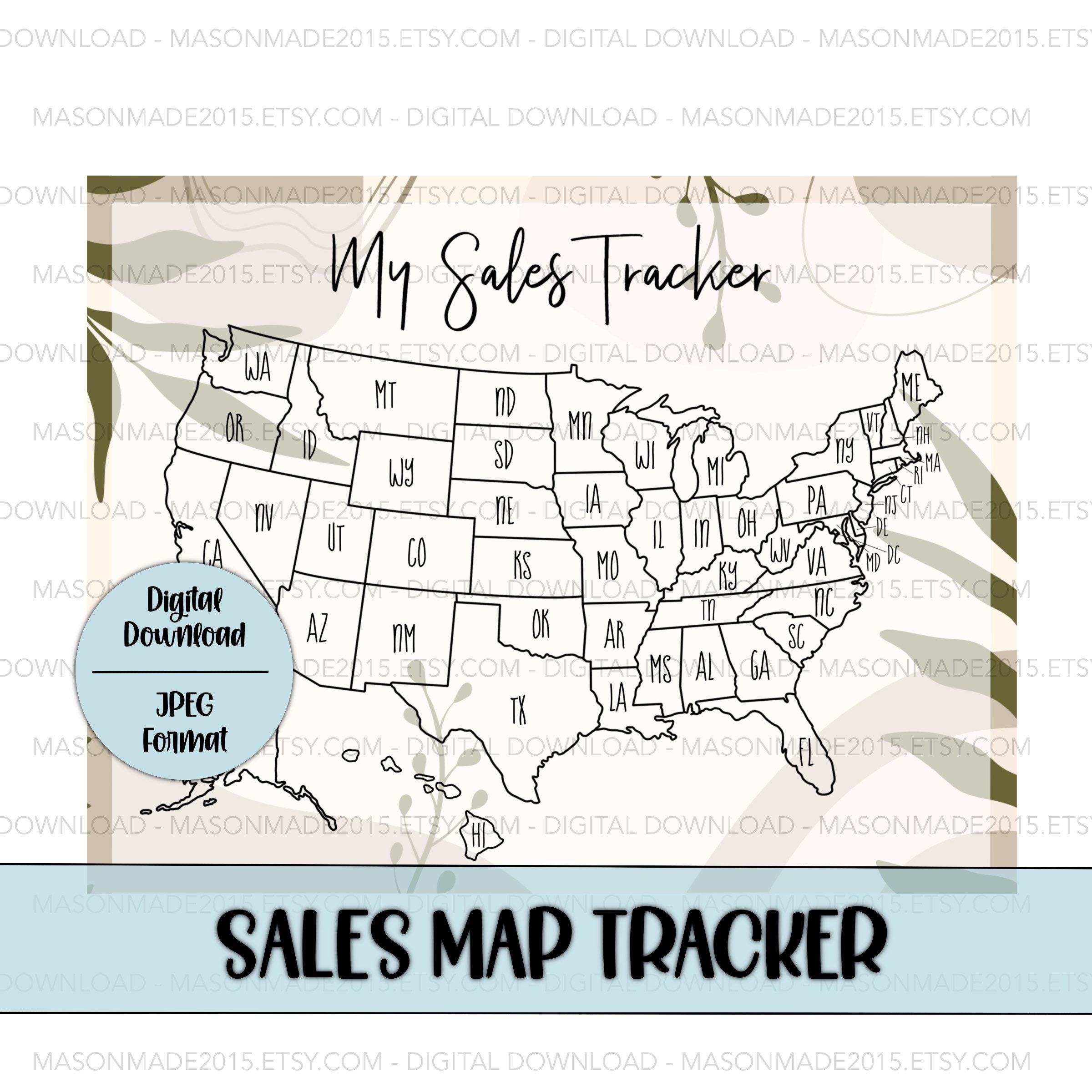 Etsy Sales Tracker Map, US Sales Map, Printable Map, Coloring Sales ...