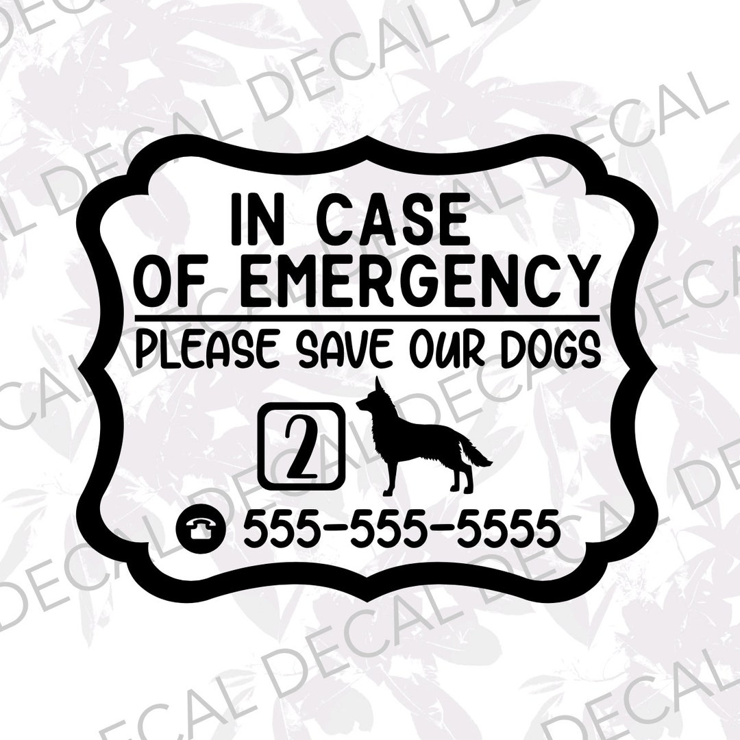 In Case of Emergency Shepherd Decal, Save My Dog Decal, Emergency Pet ...
