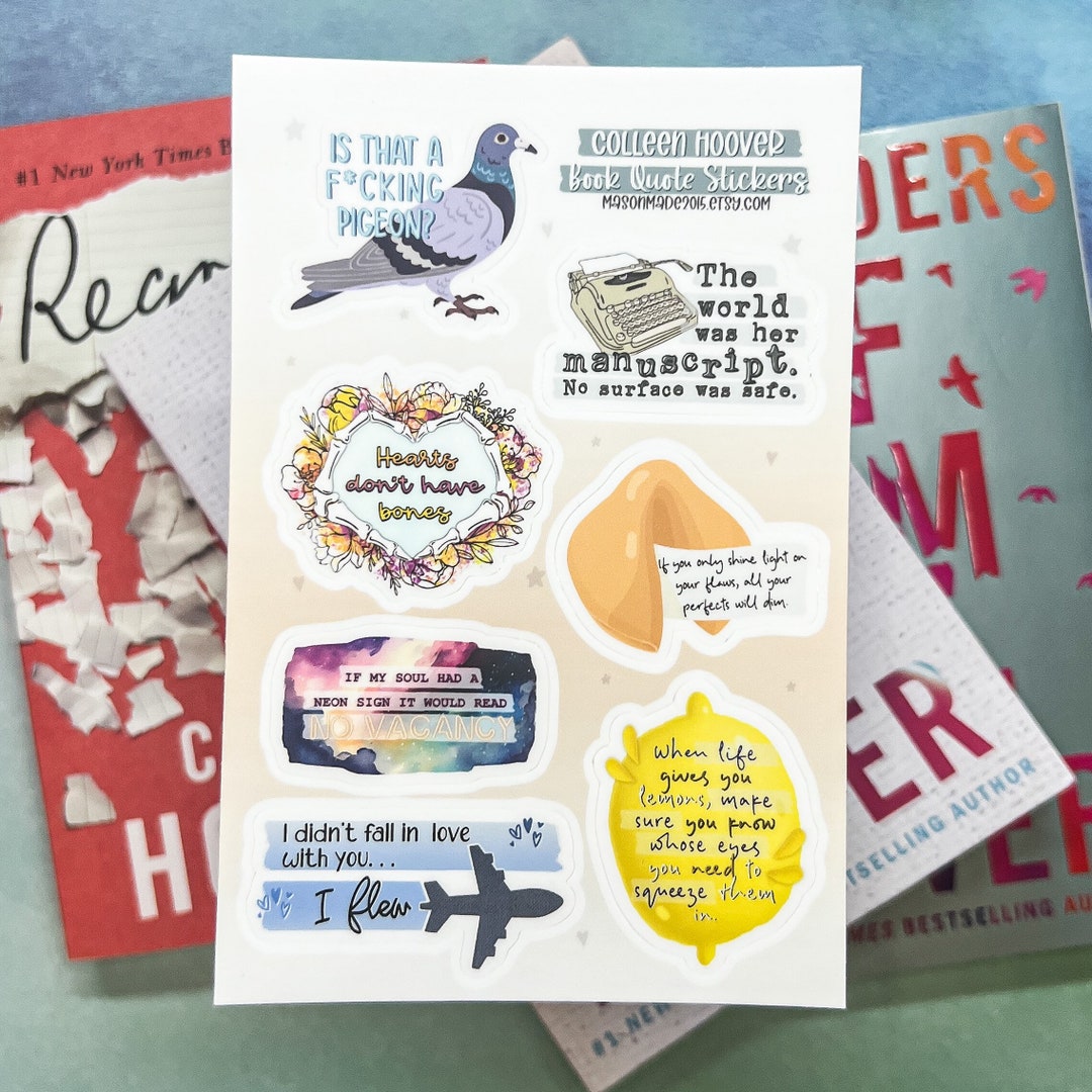 Colleen Hoover Sticker Sheet, Coho Book Stack, is That A Pigeon, All ...