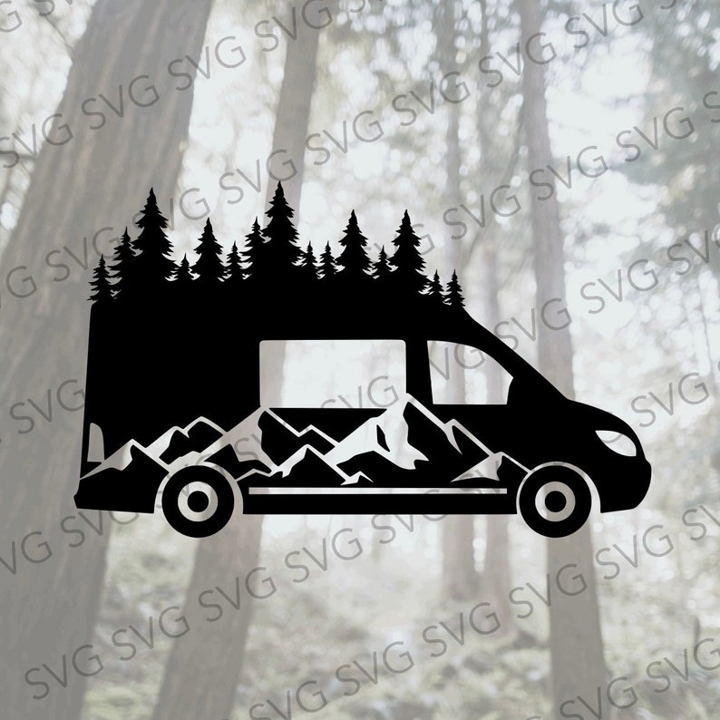 Van Trees SVG Camper Van SVG Camper Cut File Pop UP Camper - Etsy