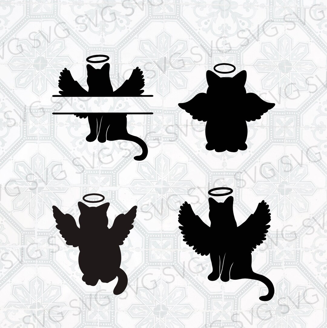 Cat Memorial SVG, Cat Memory Cut File, Cat With Wings Svg, Cat With ...